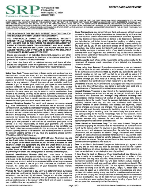 Credit Card Disclosure & Agreement | SRP Federal Credit Union